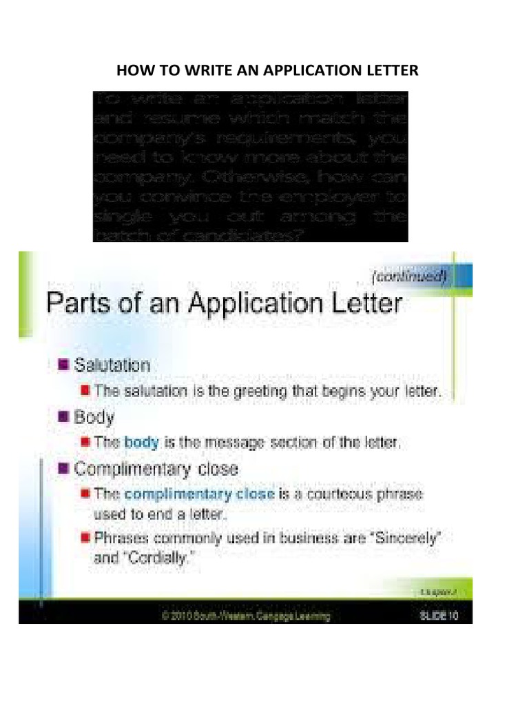 How To Write An Application Letter | PDF | Written Communication ...