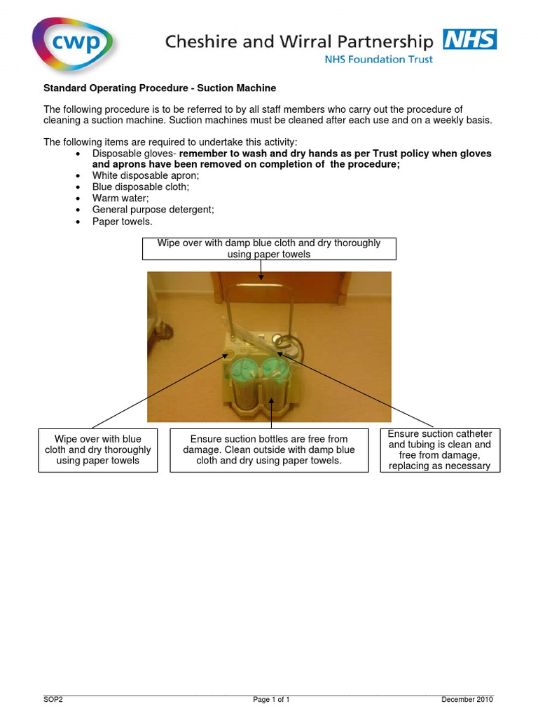 Standard Operating Procedure - Suction Machine | PDF