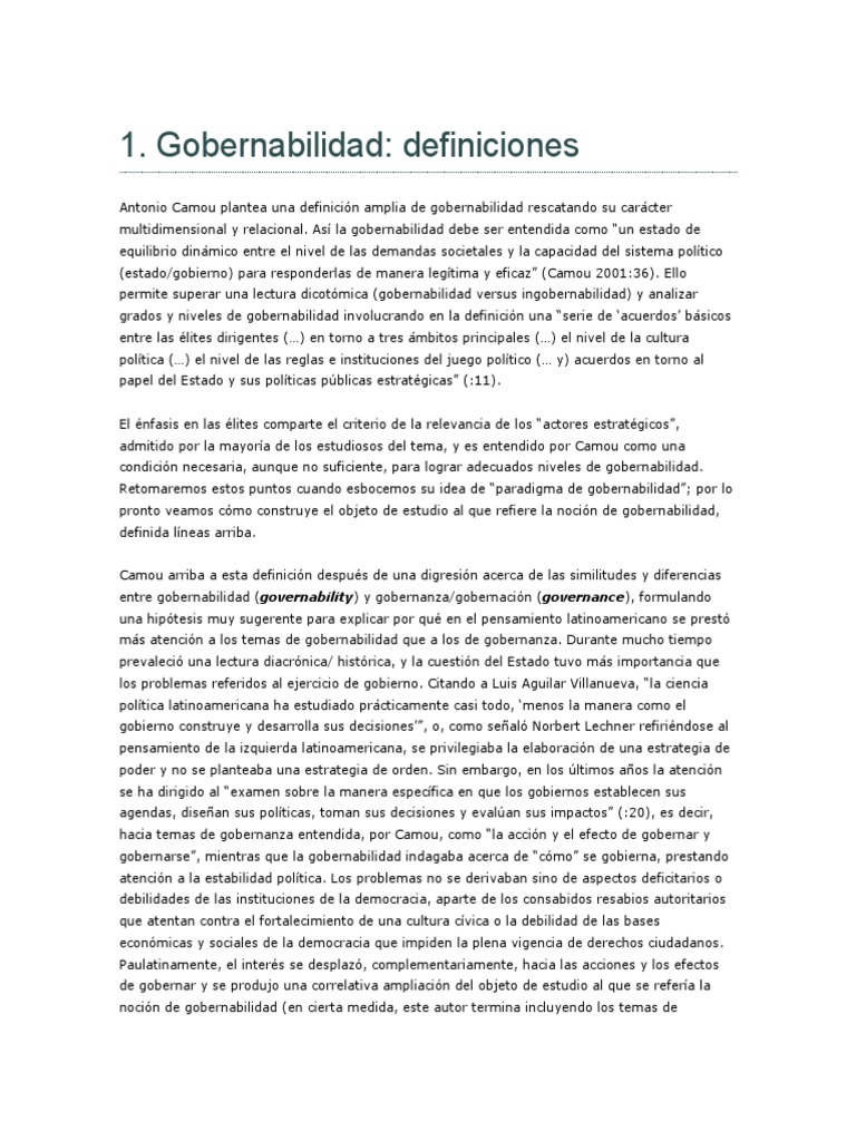 Gobernabilidad y Gobernanza | PDF | Gobernancia | Sistemas politicos