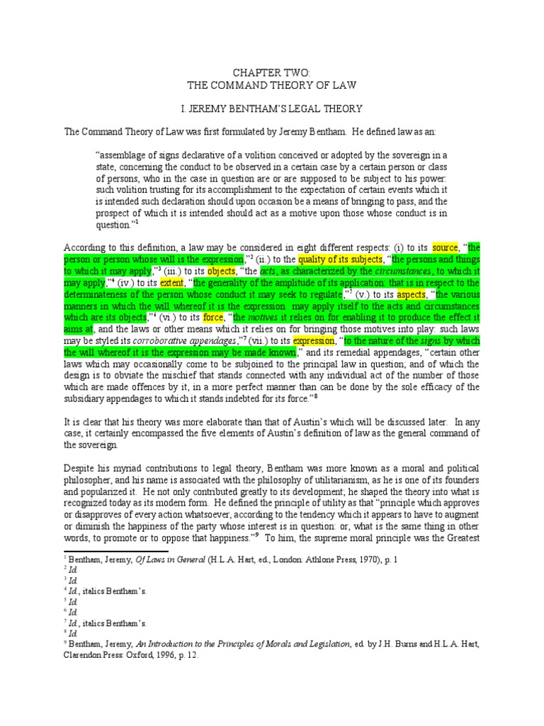 Bentham's Command Theory of Law | PDF | Jurisprudence | Sovereignty