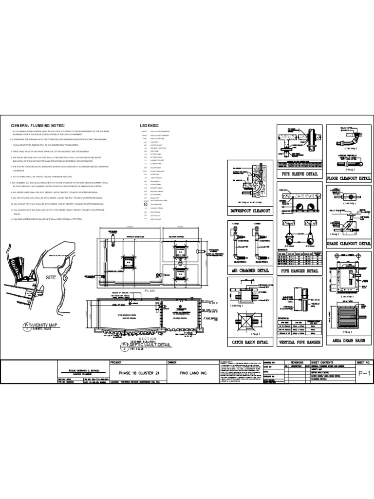 General Plumbing Notes: Legends:: P-1 Vicinity Map | PDF | Plumbing ...
