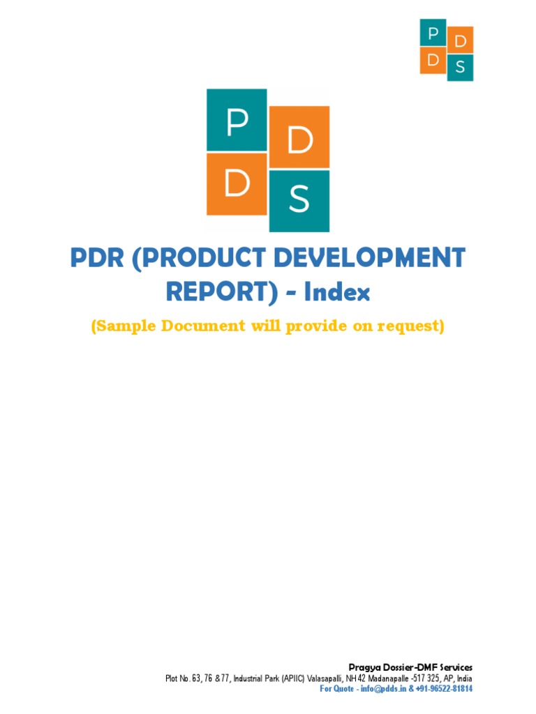 PDR (Product Development REPORT) - Index: (Sample Document Will Provide ...