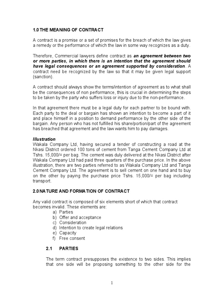 The Meaning of Contract | PDF | Offer And Acceptance | Breach Of Contract