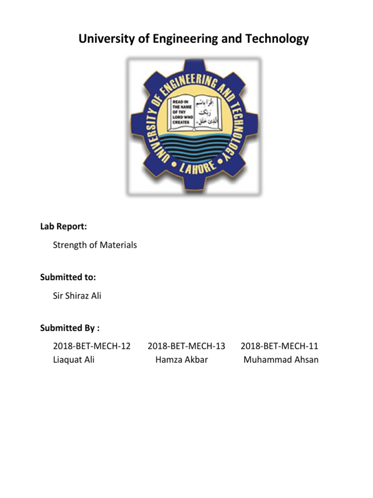 University of Engineering and Technology: Lab Report | PDF | Beam ...