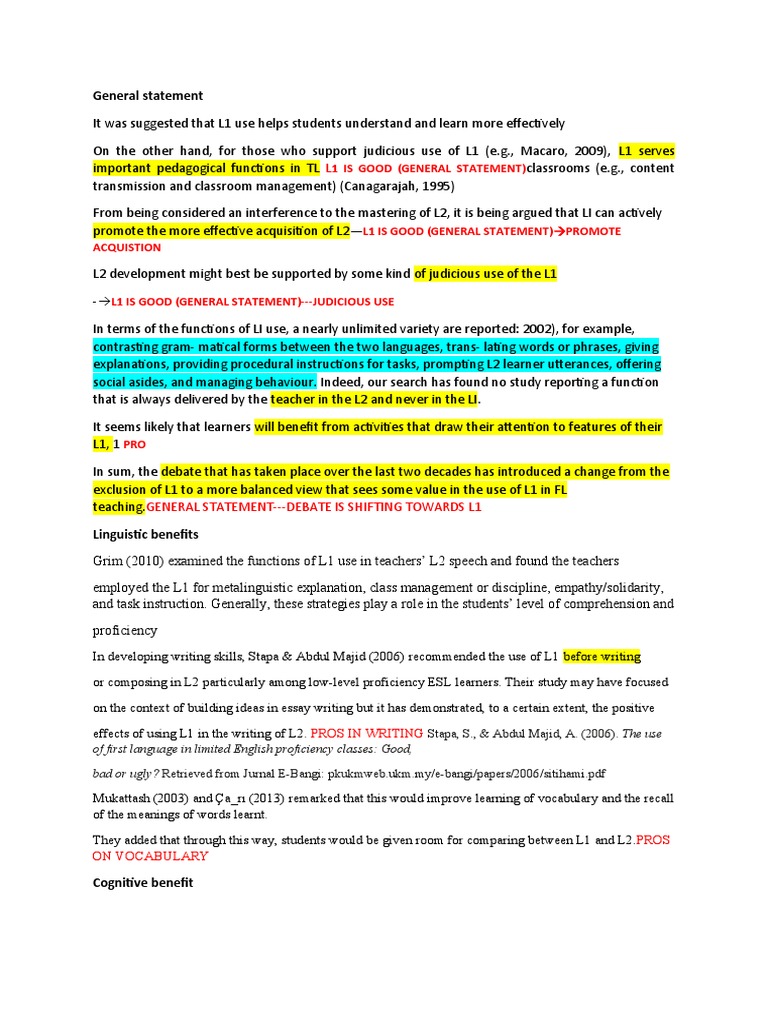 1 Is Good (General Statement) | PDF | Second Language | First Language