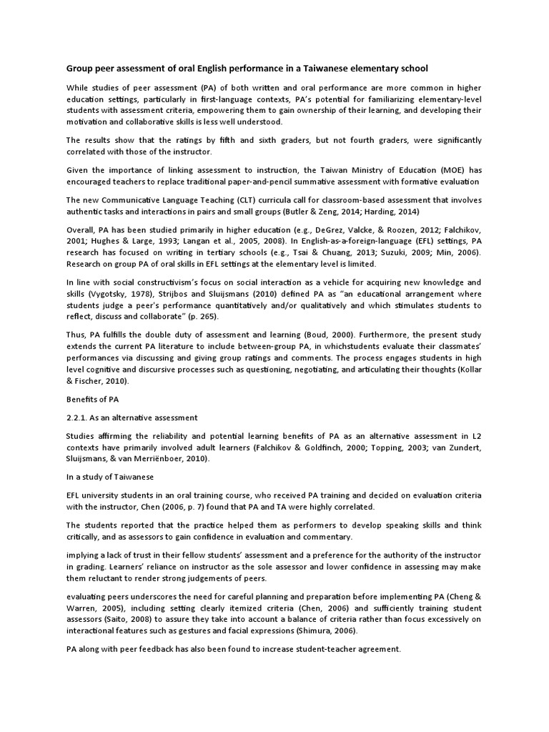 Peer Assessment Data Collection | PDF | Teachers | Teaching