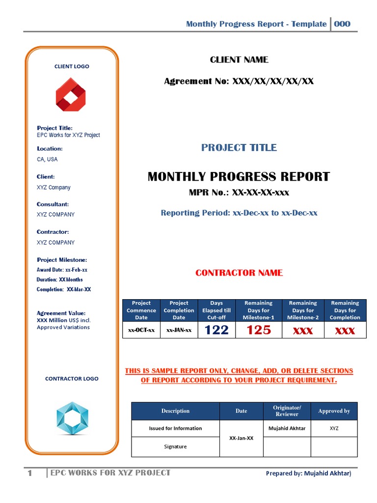 Monthly Progress Report - Template | PDF | Business