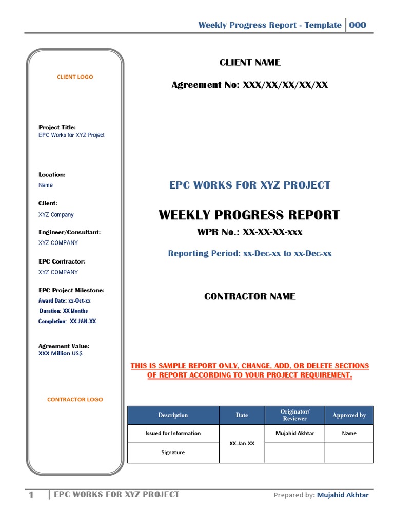 Weekly Progress Report - Template | Download Free PDF | Business