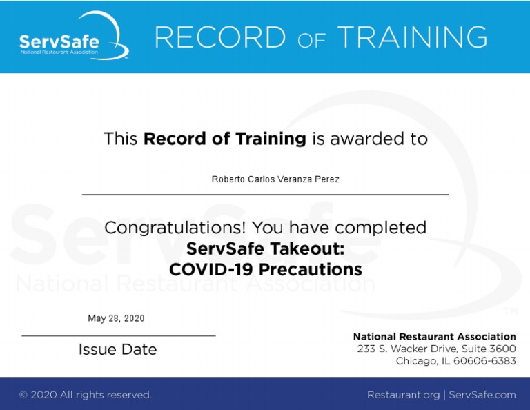 Certificado Serv Safe | PDF