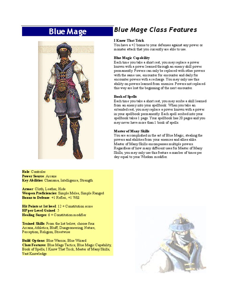 Blue Mage Class Features: An Overview of the Abilities and Powers of ...