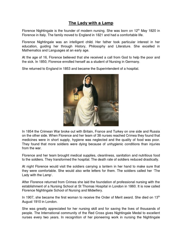 The Lady With A Lamp PDF | PDF | Florence Nightingale | Health Care