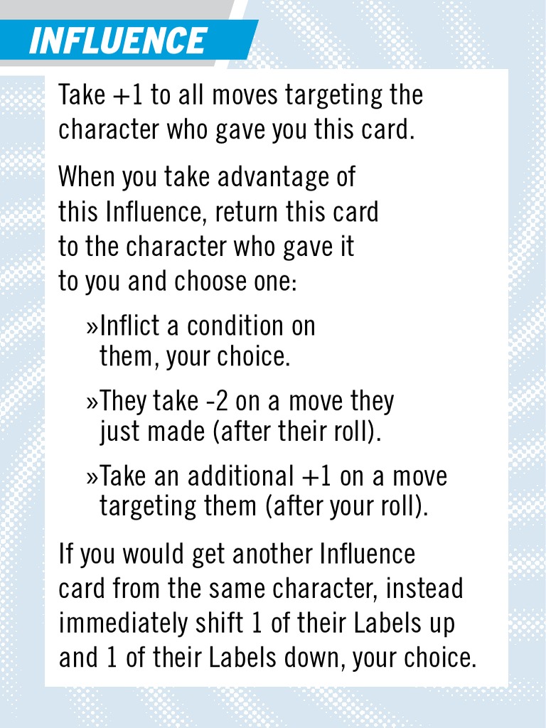 Influence Mechanics in Masks RPG | PDF | Consumer Goods | Entertainment