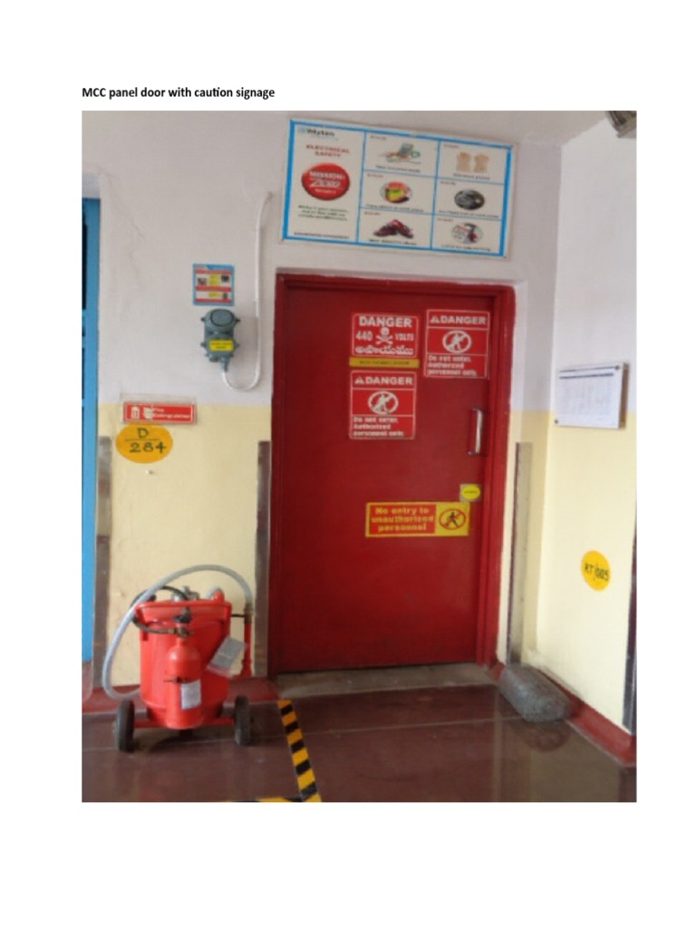 MCC Panel Door With Caution Signage | PDF