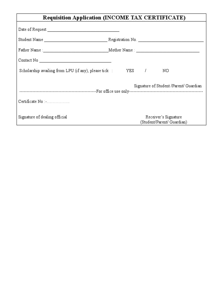 Tuition Fee Certificate Request Form | PDF