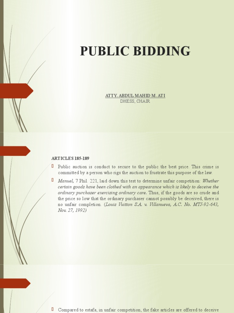 PUBLIC Bidding Law | PDF | Auction | Virtue