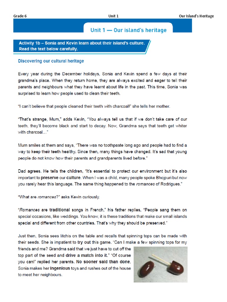 Grade 6 Unit 1 Our Island's Heritage | PDF