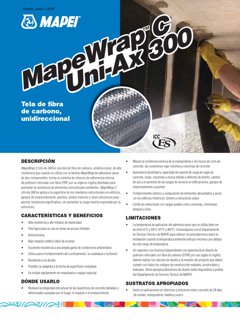 MapeWrap C, Uni-Ax 300 | PDF | Epoxy | Hormigón