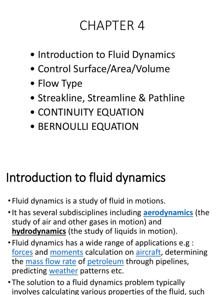 Fluid Dynamics Chapter Summary | PDF | Fluid Dynamics | Pressure