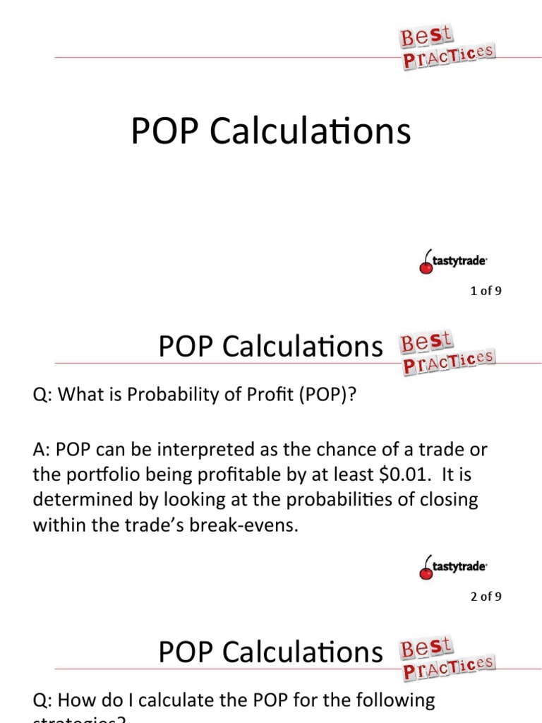 Probability of Profit Calculations | PDF | Investing | Financial Services