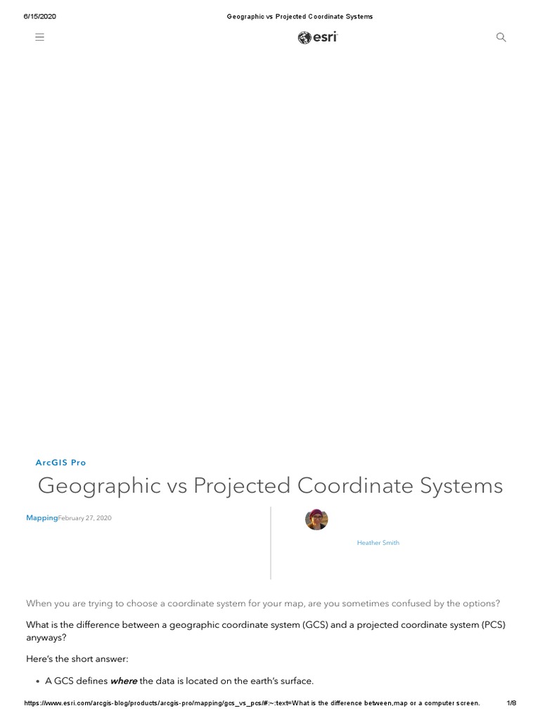 Geographic Vs Projected Coordinate Systems PDF | PDF | Latitude | Geographic Data And Information