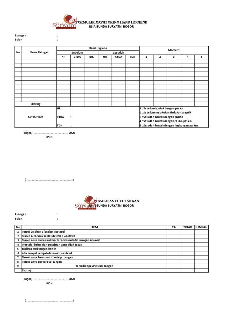 Form Pemantauan Hand Hygiene | PDF