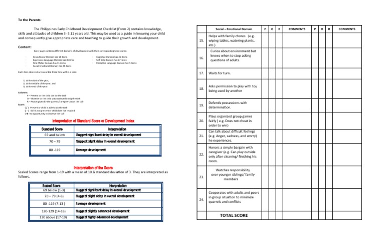 ECCD Checklist | PDF | Developmental Psychology | Human Life Stages