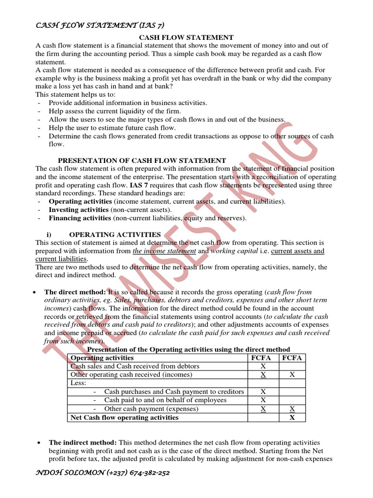 Cash Flow Statement Notes | PDF | Cash Flow Statement | Income Statement