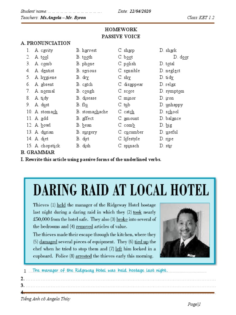 Passive Voice Homework Exercises | PDF | Nature