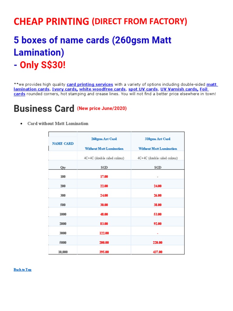 Cheap Printing-Name Card | PDF | Graphic Design | Industrial Processes