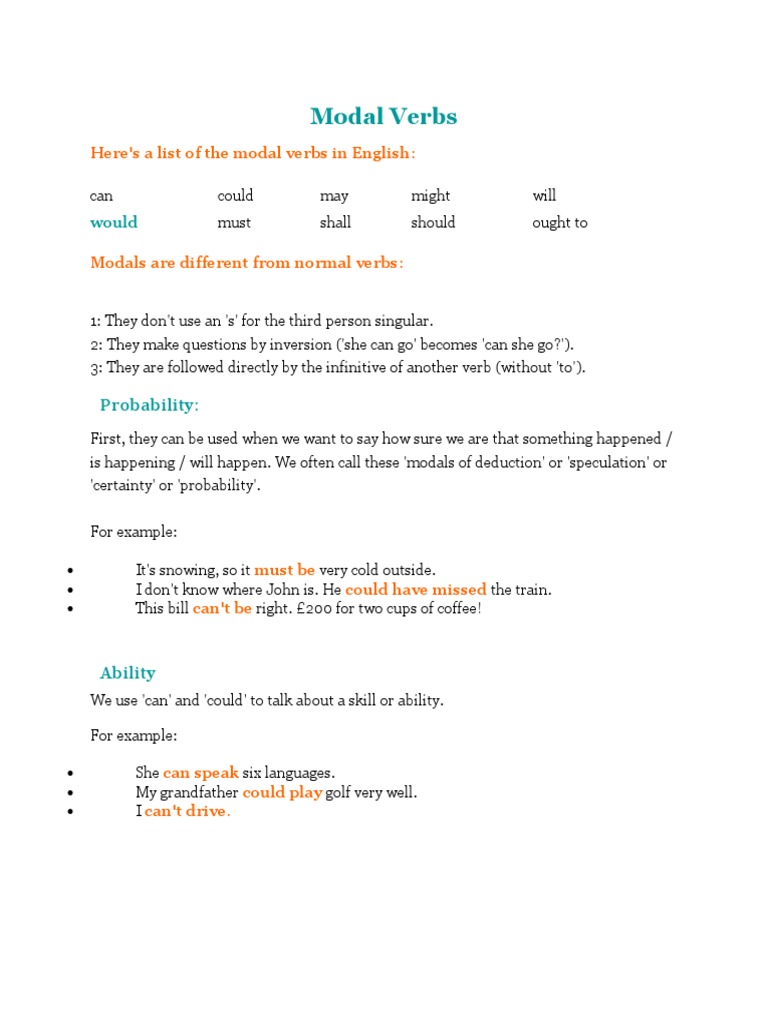 Modal Verbs | PDF | Linguistics | Linguistic Typology