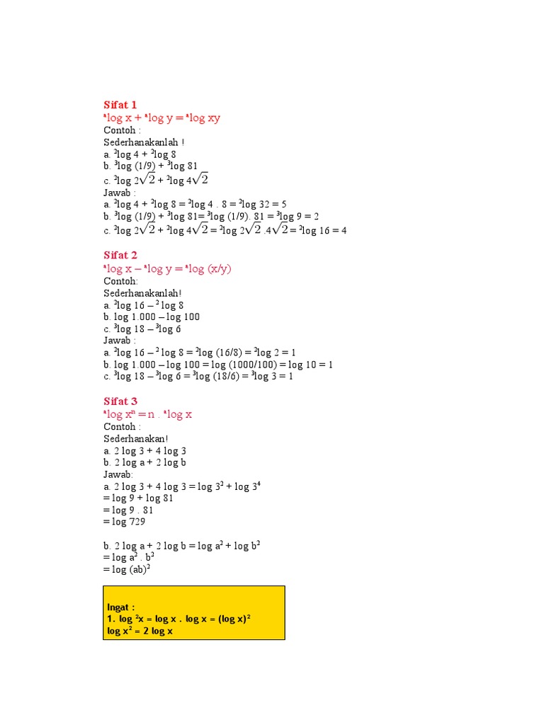 Sifat Logaritma Irat | PDF