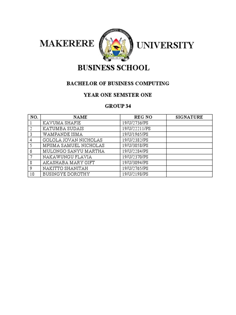 Bachelor of Business Computing Year One | PDF