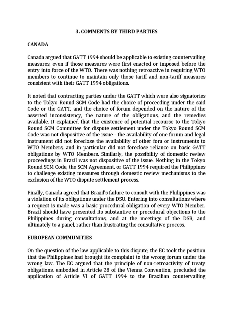 Arguments by Third Parties | Download Free PDF | World Trade ...
