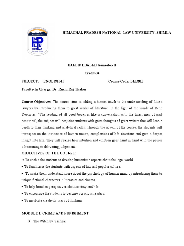 English Syllabus For Semester - II (2018) | PDF | Thought ...