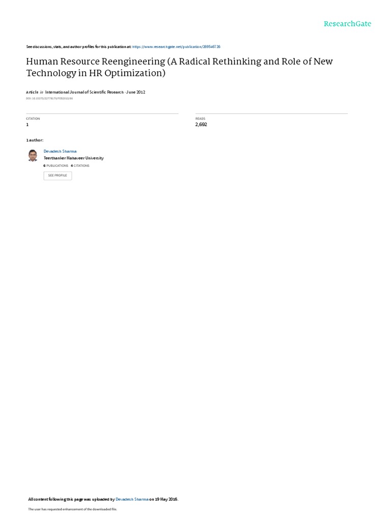 HR Re-Engineering | PDF | Human Resource Management | Recruitment