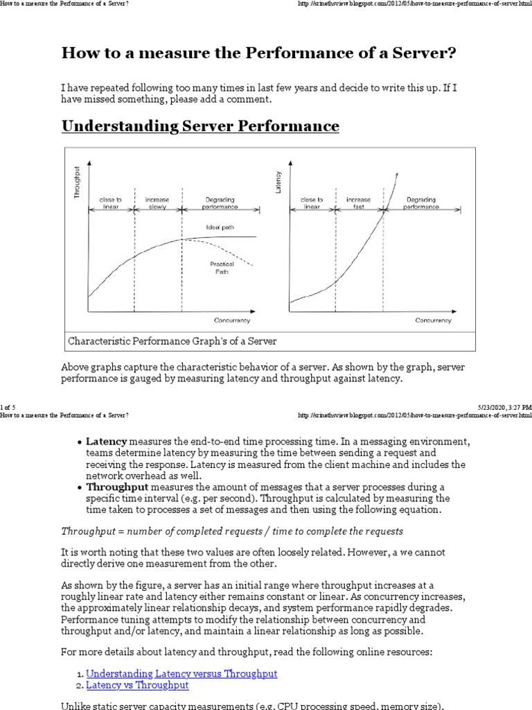 Measuring Server Performance: A Guide to Evaluating Latency, Throughput, and Concurrency | PDF ...