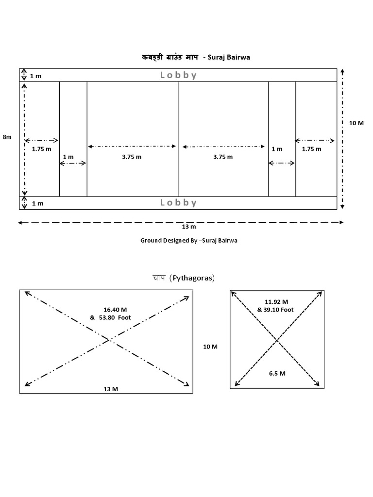 Kabaddi Court Dimensions and Diagram | PDF