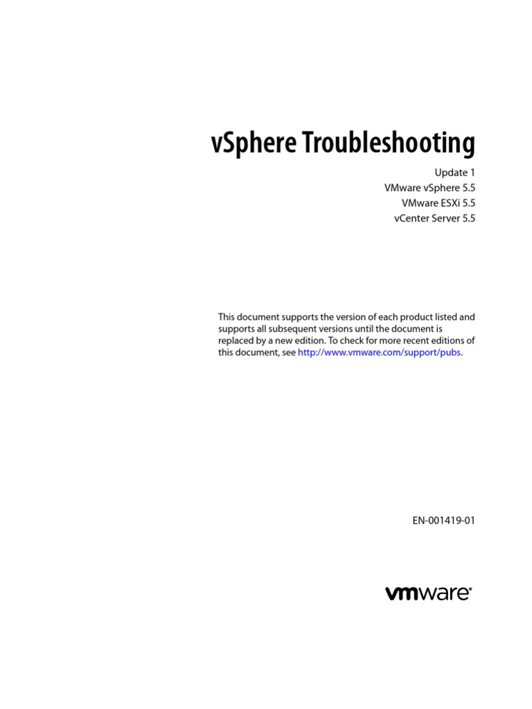 Vsphere Esxi Vcenter Server 551 Troubleshooting Guide | PDF | Virtual Machine | V Mware
