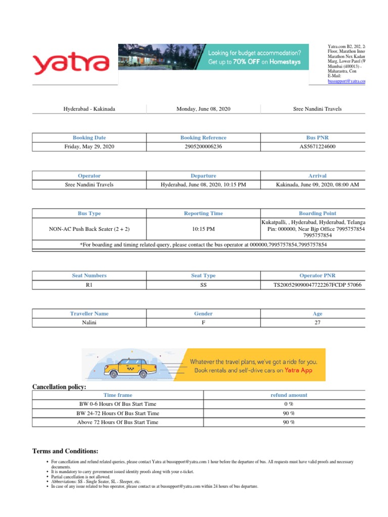 Booking Date Booking Reference Bus PNR: Terms and Conditions | PDF ...