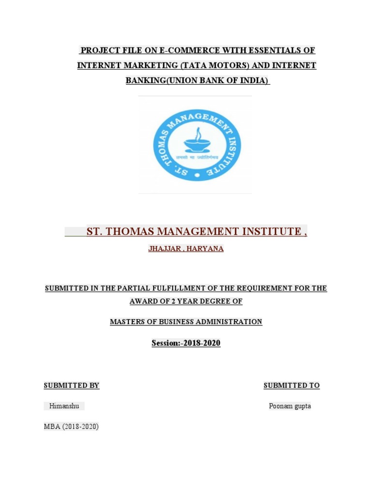Project File On E-Commerce | PDF | Online Banking | Banks & Banking