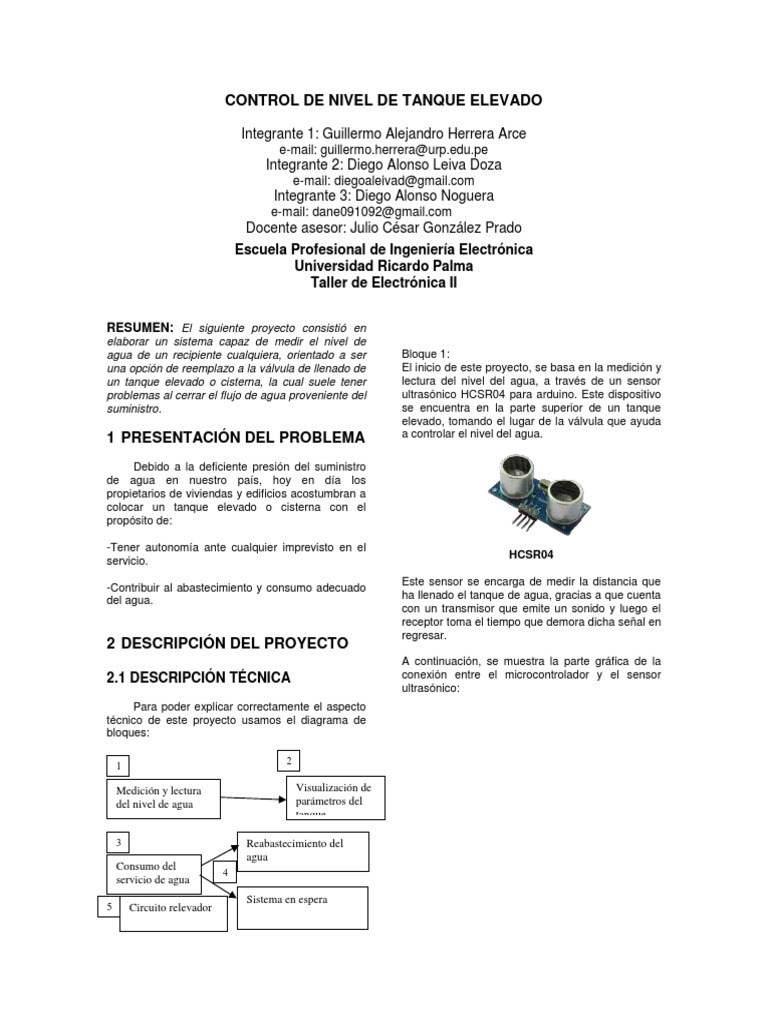 Control de Nivel de Tanque Elevado | PDF | Arduino | Microcontrolador