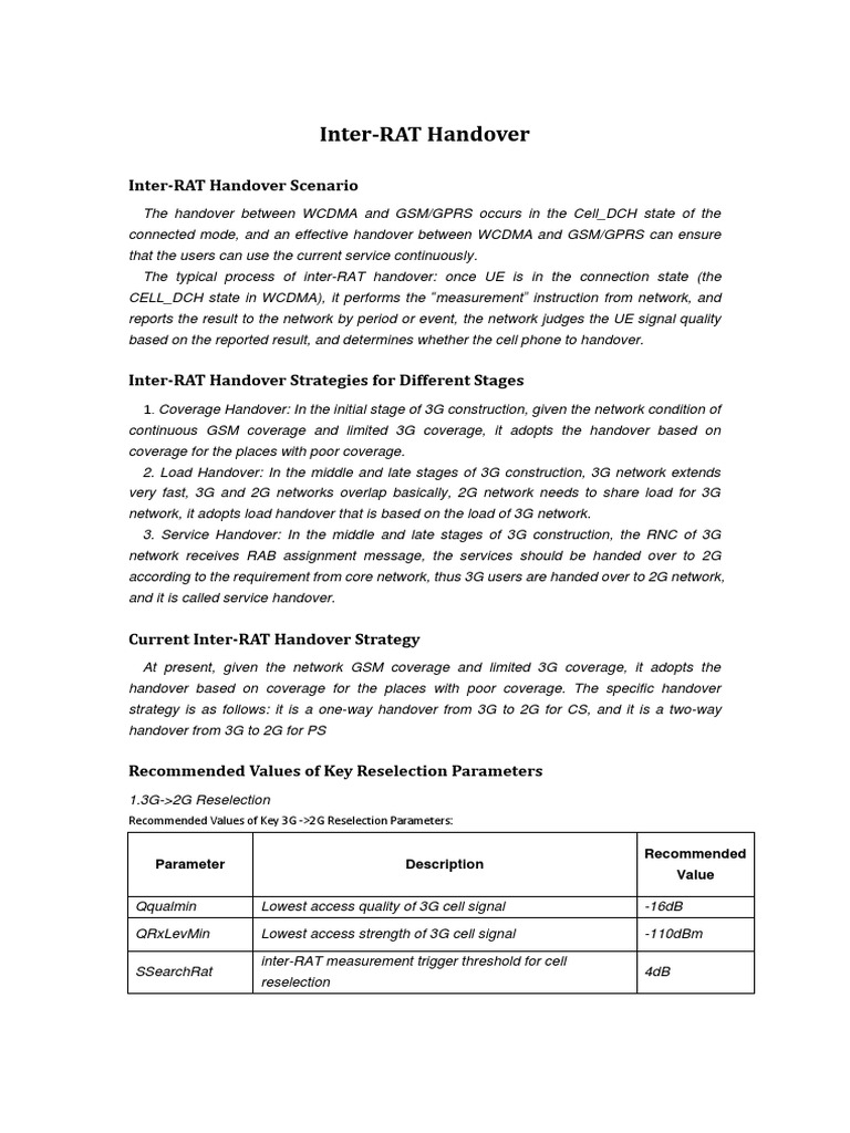 For Inter-RAT Handover | PDF | 3 G | General Packet Radio Service
