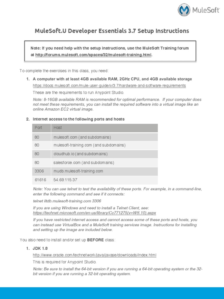 Mulesoft.U Developer Essentials 3.7 Setup Instructions | PDF | 64 Bit ...