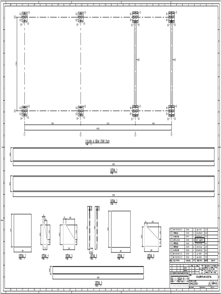 Column Plan & Detail: Pt. Basuki Pratama Engineering | PDF