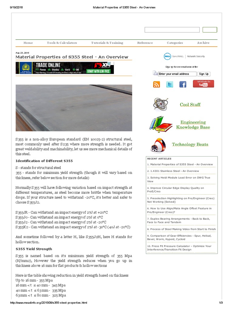 Material Properties of S355 Steel - An Overview | PDF | Pascal (Unit) | Strength Of Materials