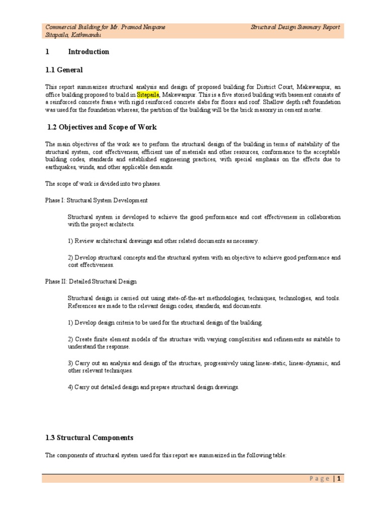 1 1.1 General: Commercial Building For Mr. Pramod Neupane Sitapaila ...