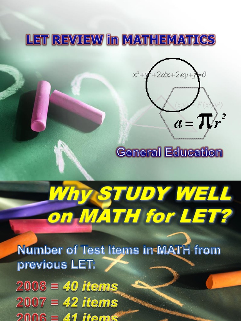 LET Review Math Exercises | PDF | Numbers | Multiplication