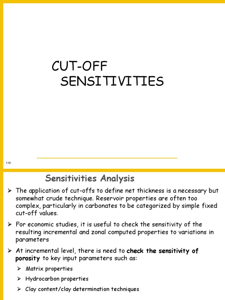 Petrophysical Cut-Off Sensitivities | PDF | Sensitivity Analysis | Nature