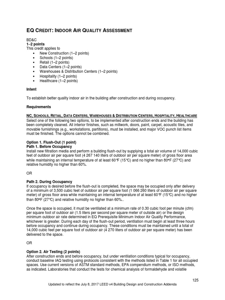 LEED V4 - BDC - Reference Guide - IEQ c4 - Indoor Air Quality Assessment | PDF | Ventilation ...