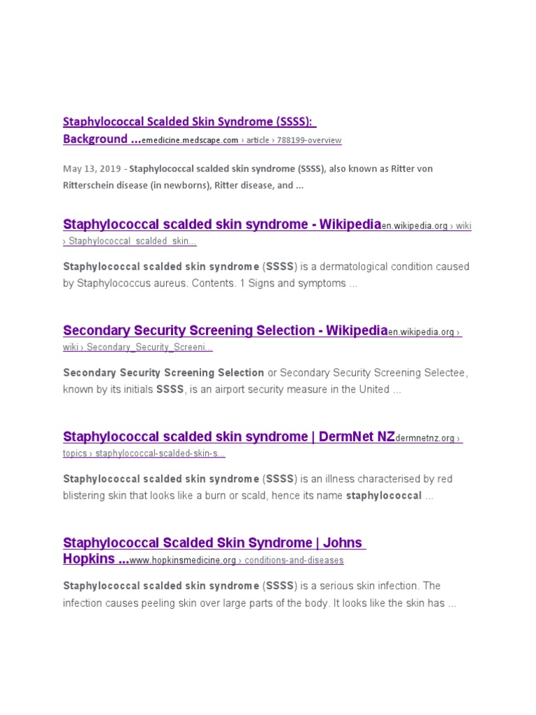 Staphylococcal Scalded Skin Syndrome SSSS: Article 788199-Overview | PDF